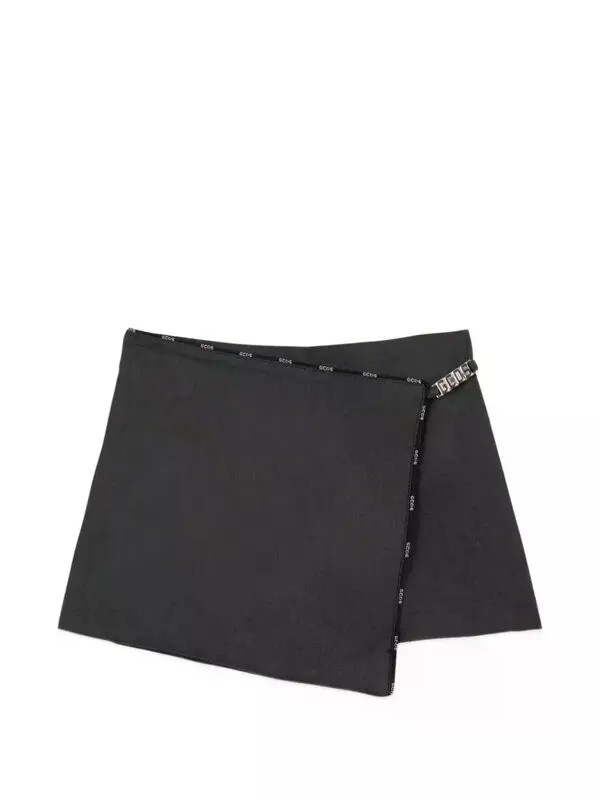 Gcds Mini Skirt With Logo Trim - Grey