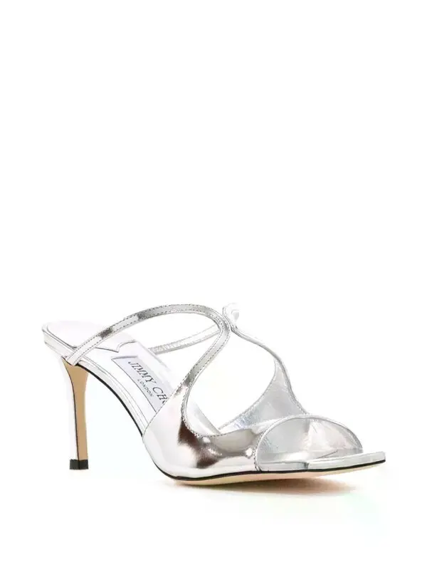 JIMMY CHOO Anise 75 Cross Strap Sandals - Silver