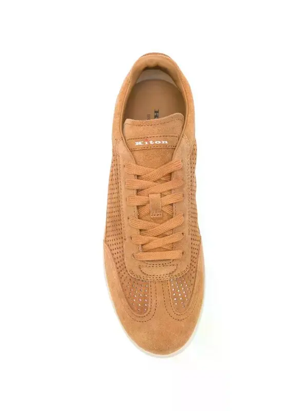 Kiton Perforated Leather Sneakers - Neutrals