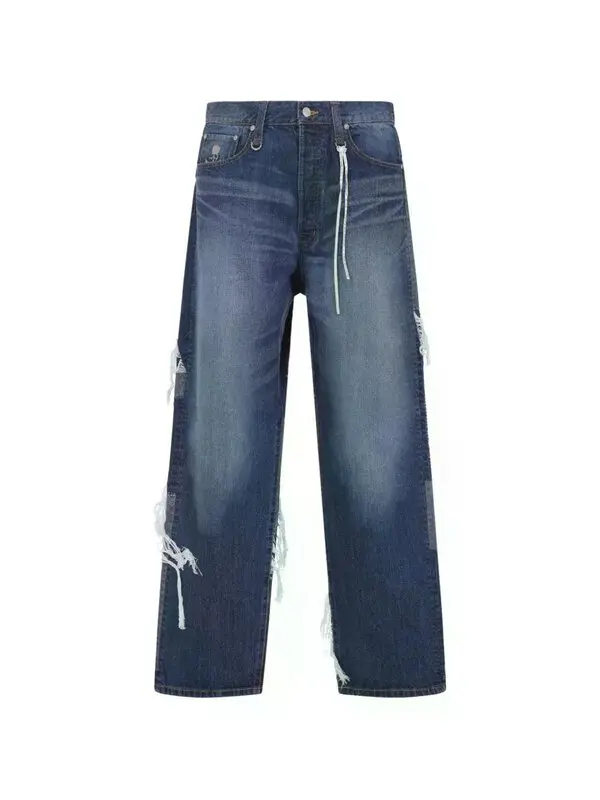 MASTERMIND WORLD Patchwork Distressed Jeans - Blue
