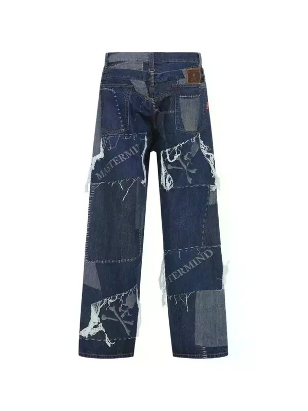 MASTERMIND WORLD Patchwork Distressed Jeans - Blue