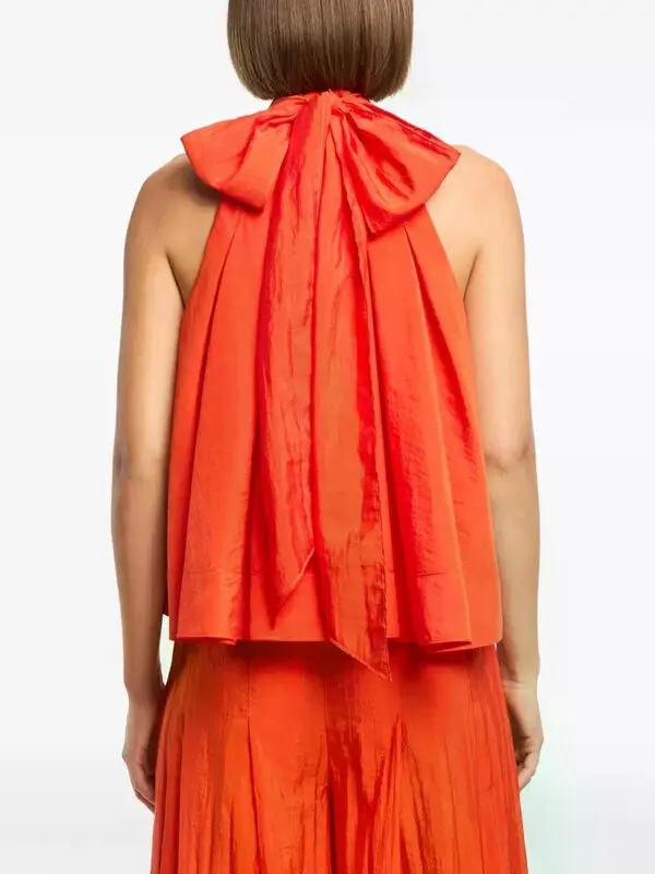 Cinq À Sept Jagger Halterneck Top With Rear Bow Detail - Red