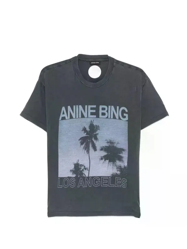 ANINE BING Palm-print T-shirt - Grey