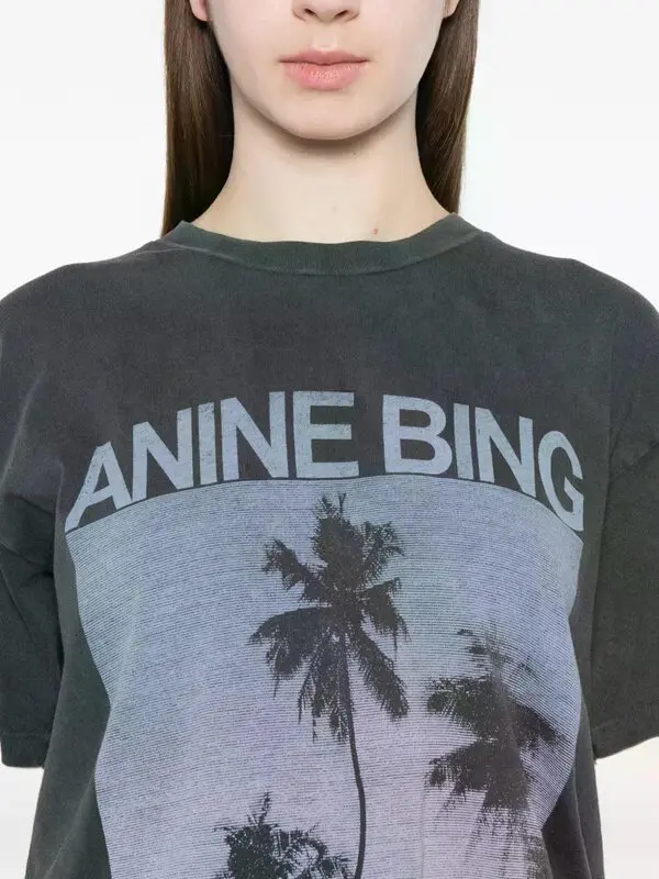 ANINE BING Palm-print T-shirt - Grey