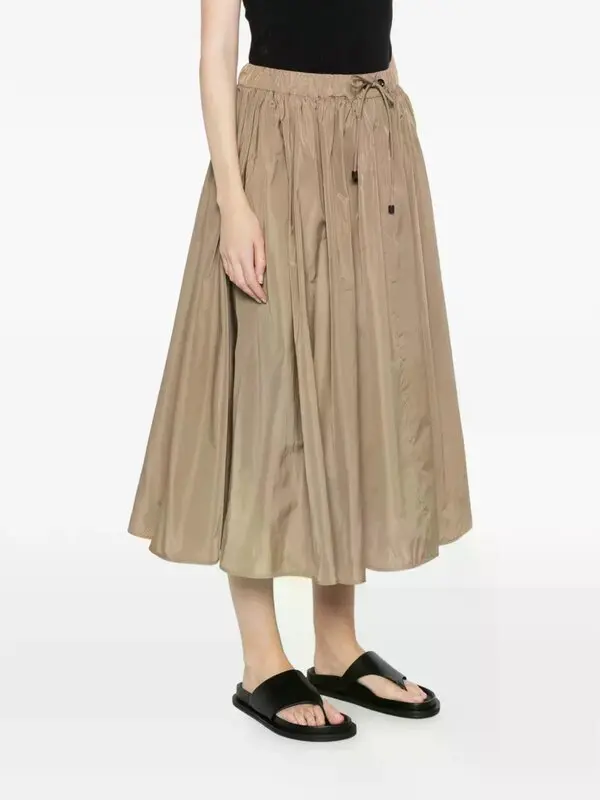 Max Mara Midi Skirt With Drawstring Waist - Neutrals