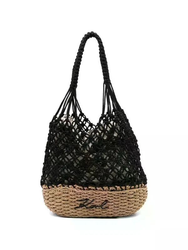 Karl Lagerfeld Raffia And Mesh Beach Bag