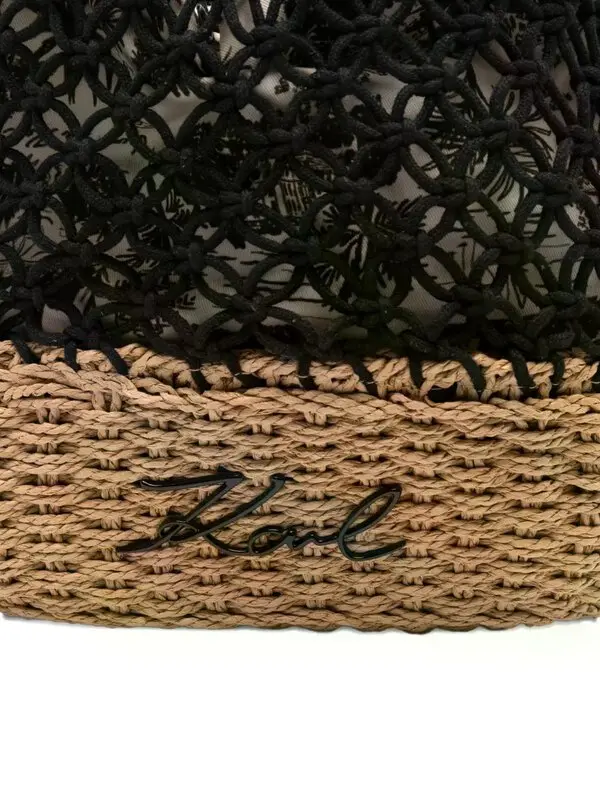 Karl Lagerfeld Raffia And Mesh Beach Bag