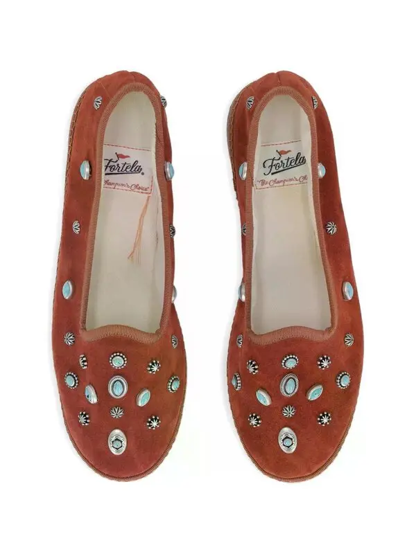 FORTELA Studded Suede Ballerinas - Brown