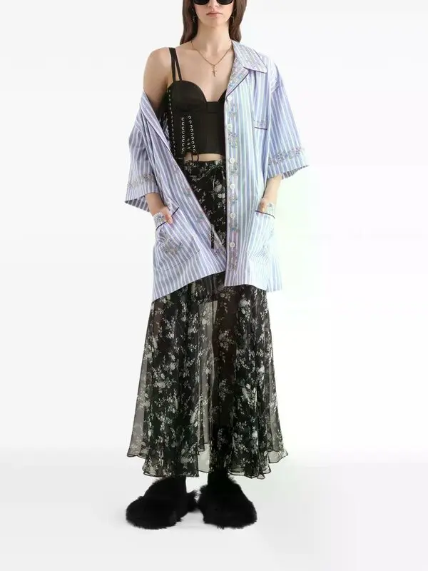 Dolce & Gabbana Floral Print Chiffon Maxi Skirt - Black