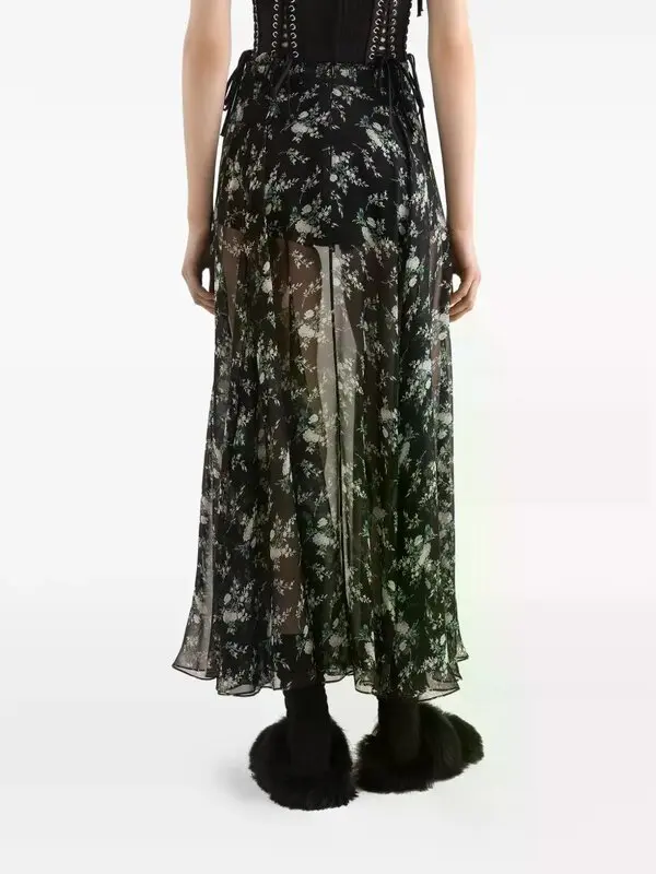 Dolce & Gabbana Floral Print Chiffon Maxi Skirt - Black
