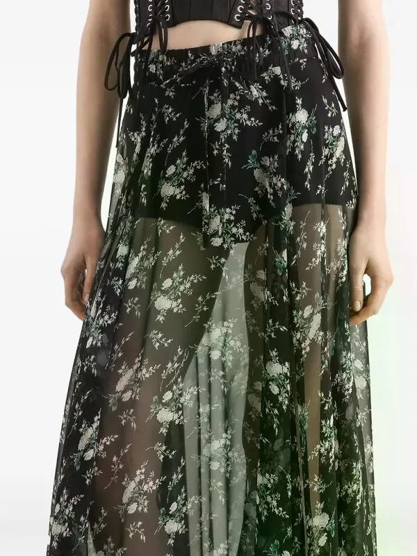 Dolce & Gabbana Floral Print Chiffon Maxi Skirt - Black