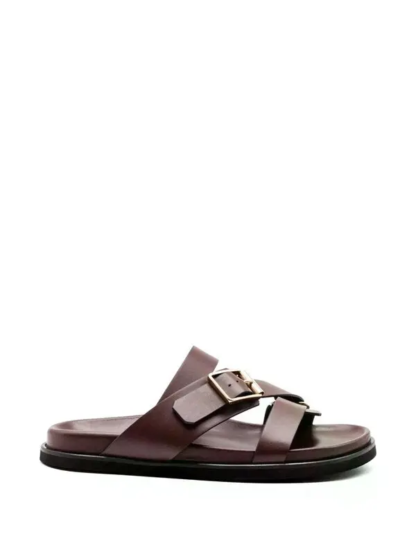 DONNARÌ Double Strap Buckle Leather Sandals