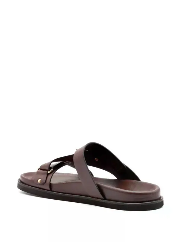 DONNARÌ Double Strap Buckle Leather Sandals