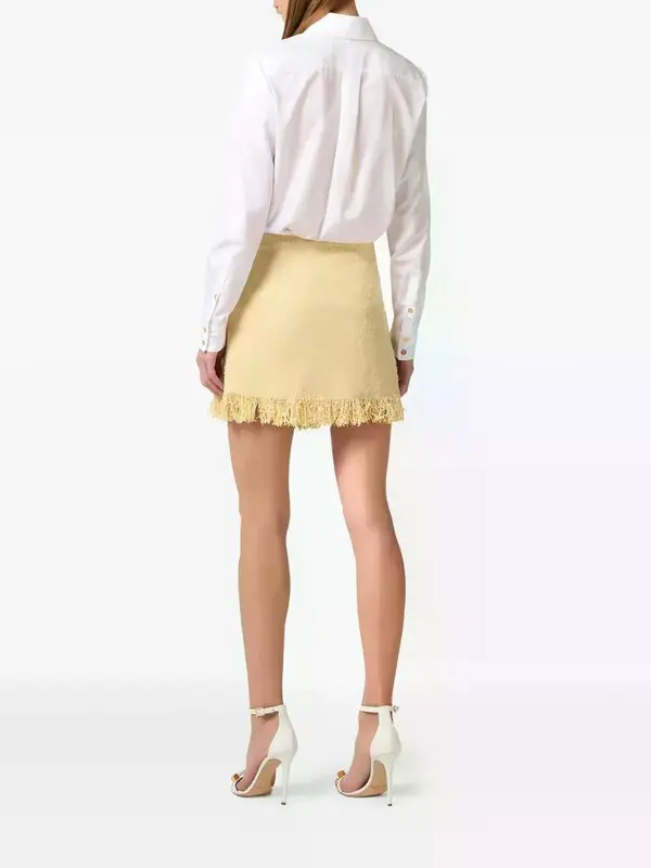 Elisabetta Franchi Bouclé Fringed Button Mini Skirt - Yellow