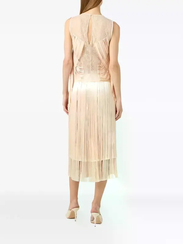 Elisabetta Franchi Sleeveless Lace Top With Fringe Detail