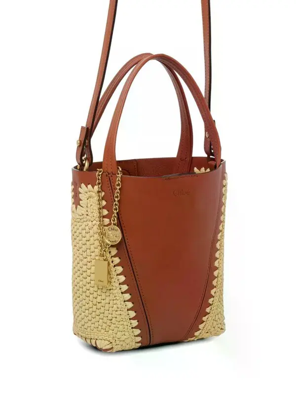 Chloé Woven Panels Bucket Bag With Charm Detail - Brown