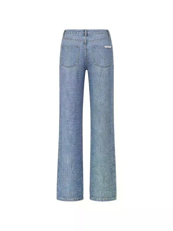 SELF-PORTRAIT Crocodile-pattern Straight Leg Jeans