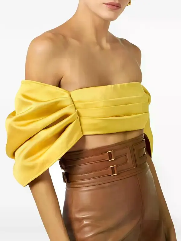 Elisabetta Franchi Off-the-shoulder Bow Detail Top - Yellow