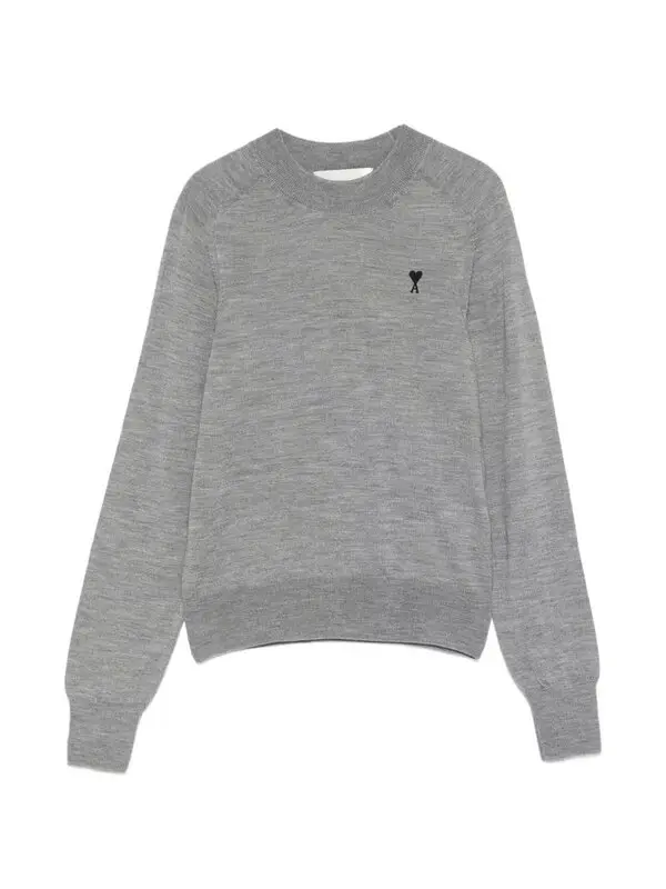 AMI Paris Round Neck Sweater With Logo Embroidery
