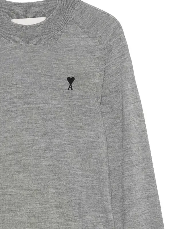 AMI Paris Round Neck Sweater With Logo Embroidery