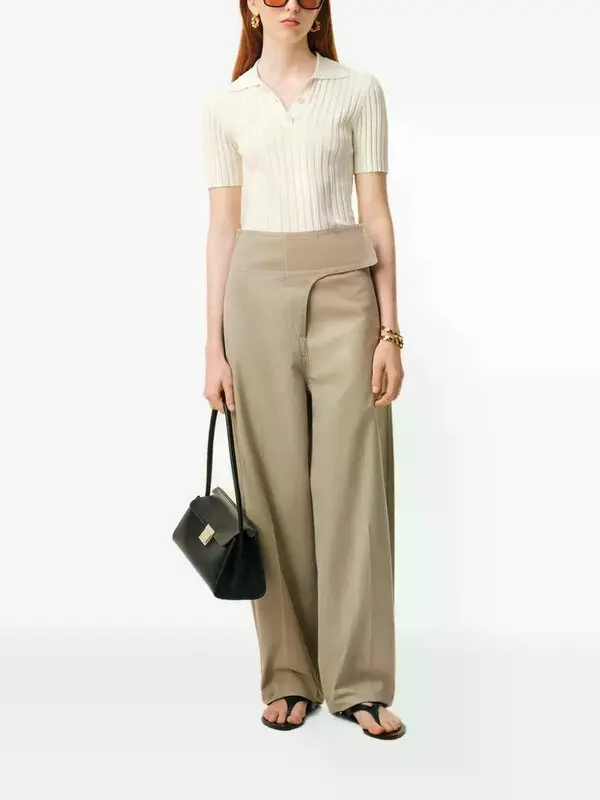 AMI Paris Cotton Gabardine Belted Trousers