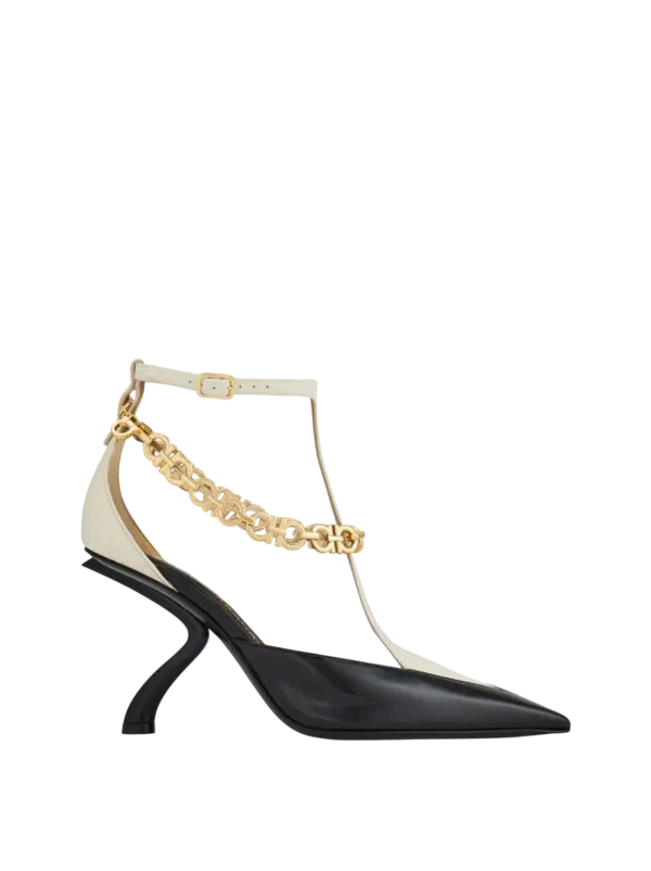 FERRAGAMO S-shaped Heel Pump With Gancini Chain