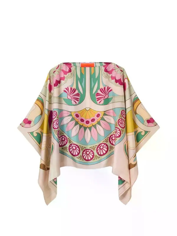 La DoubleJ Printed Silk Foulard Top - Neutrals