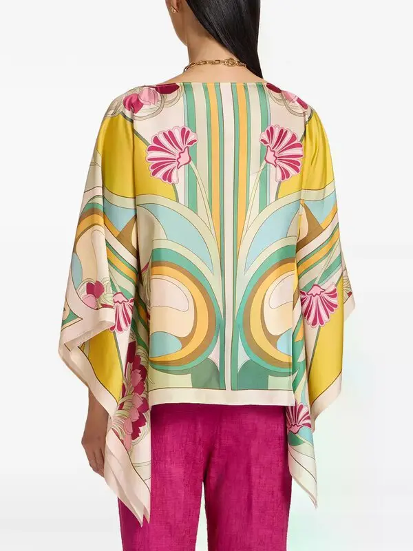 La DoubleJ Printed Silk Foulard Top - Neutrals
