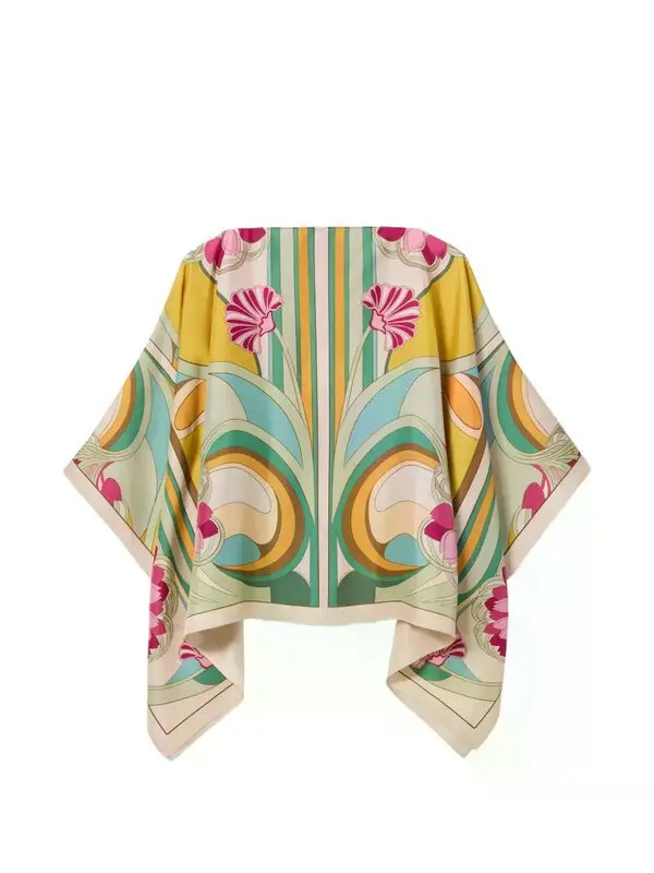 La DoubleJ Printed Silk Foulard Top - Neutrals