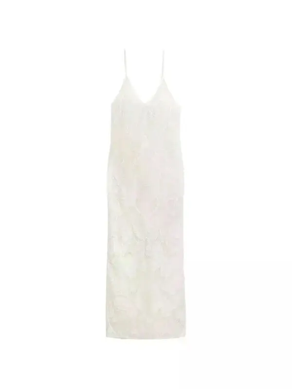 Blumarine Butterfly-motif V-neck Maxi Dress - Neutrals