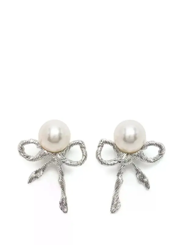 YVMIN Twisted Rope Bow Earrings - Silver