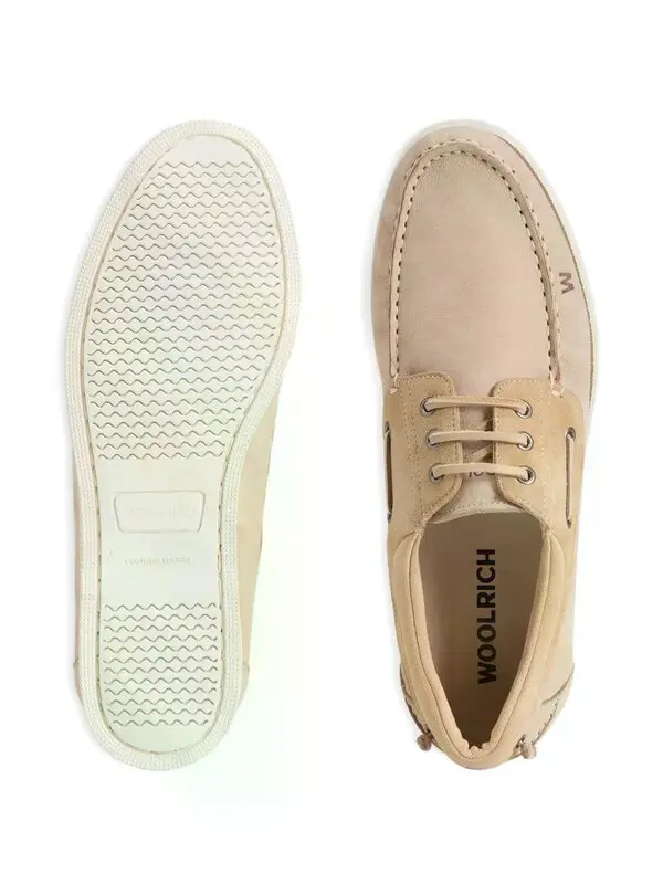 Woolrich Logo Detail Nubuck Boat Shoes - Neutrals