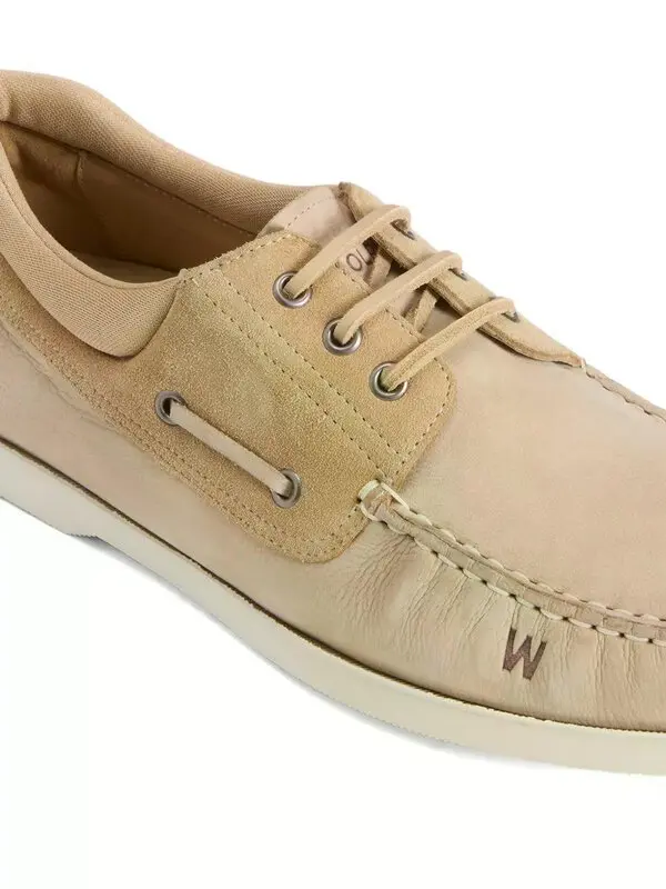 Woolrich Logo Detail Nubuck Boat Shoes - Neutrals