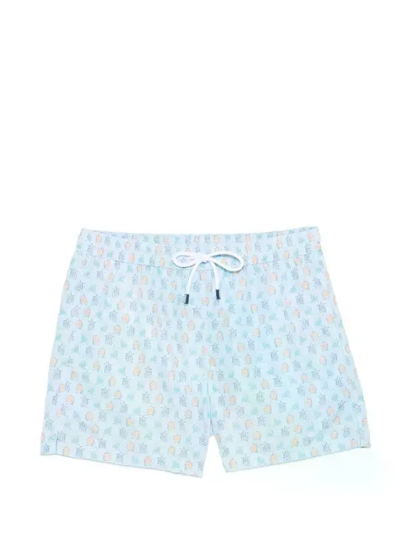Fedeli Printed Swim Shorts - Blue