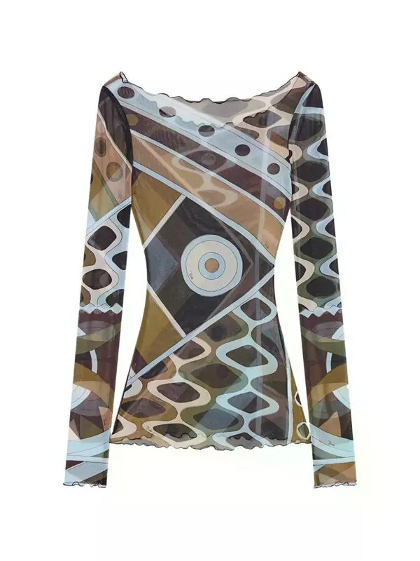 Emilio Pucci Vivara-print Tulle Top