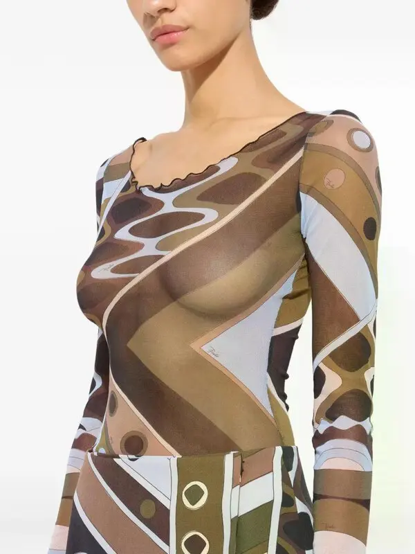 Emilio Pucci Vivara-print Tulle Top
