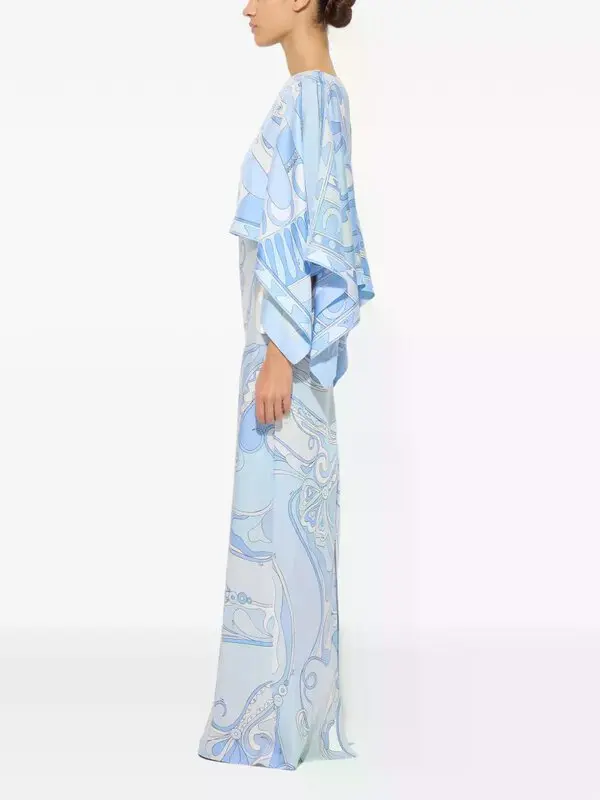 Emilio Pucci Orchidee And Soleil-print Silk Dress With Cape