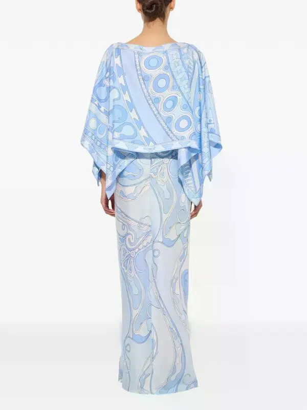 Emilio Pucci Orchidee And Soleil-print Silk Dress With Cape