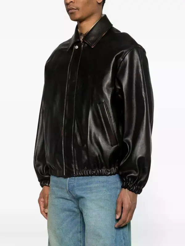 SSSTEIN Collared Leather Jacket