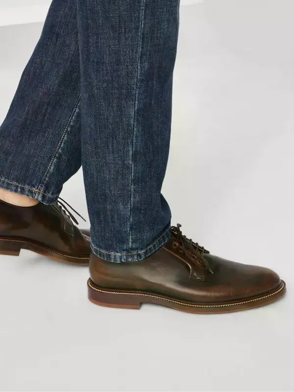 Brunello Cucinelli Burnished Leather Derby Shoes - Brown