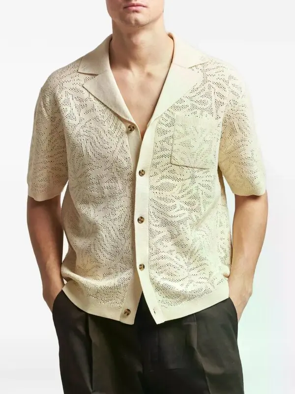 Drole De Monsieur Openwork Collared Shirt
