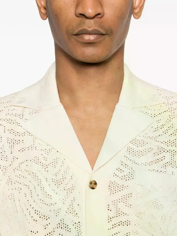Drole De Monsieur Openwork Collared Shirt