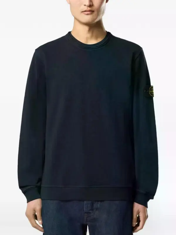 Stone Island Crewneck Sweatshirt With Logo Patch - Black