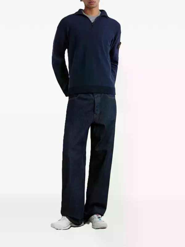 Stone Island Zip-up Sweater With Logo Appliqu