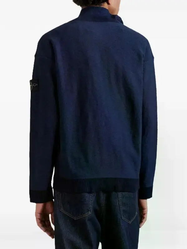 Stone Island Zip-up Sweater With Logo Appliqu