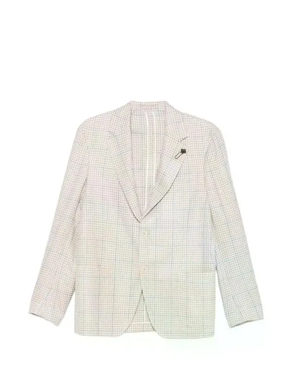 LARDINI Single-breasted Checked Blazer - Neutrals