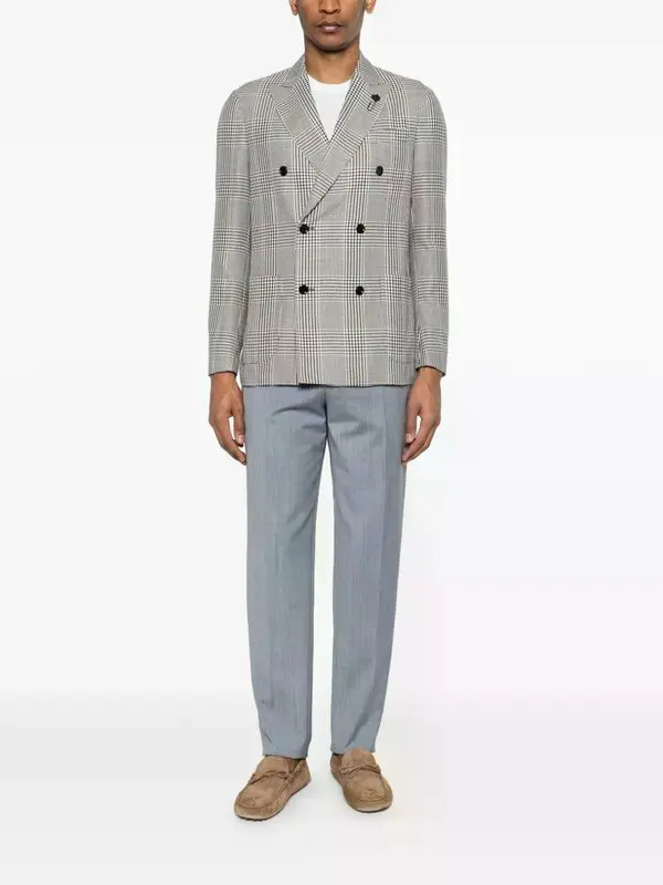 LARDINI Double-breasted Checked Blazer - Brown