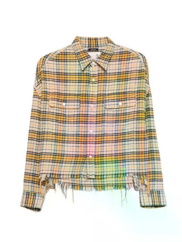 R13 Plaid Frayed Shirt - Yellow