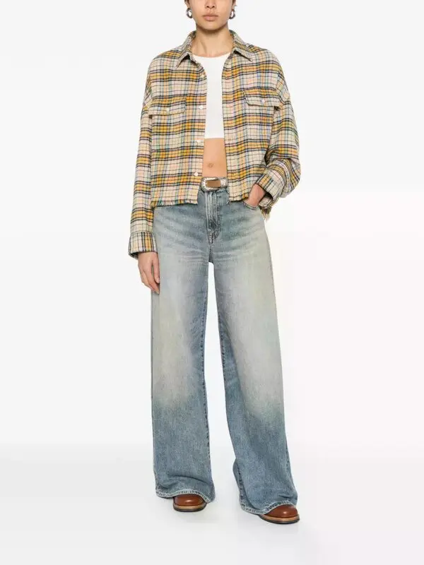 R13 Plaid Frayed Shirt - Yellow
