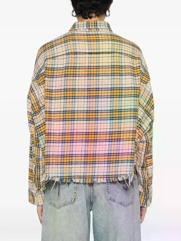 R13 Plaid Frayed Shirt - Yellow